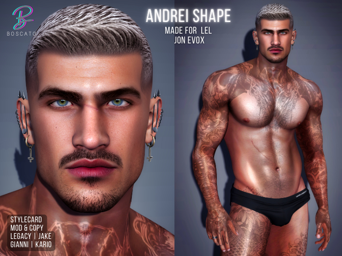 Second Life Marketplace - Andrei Mens Shape for Lelutka JON 3.1 by Boscato Male Shapes